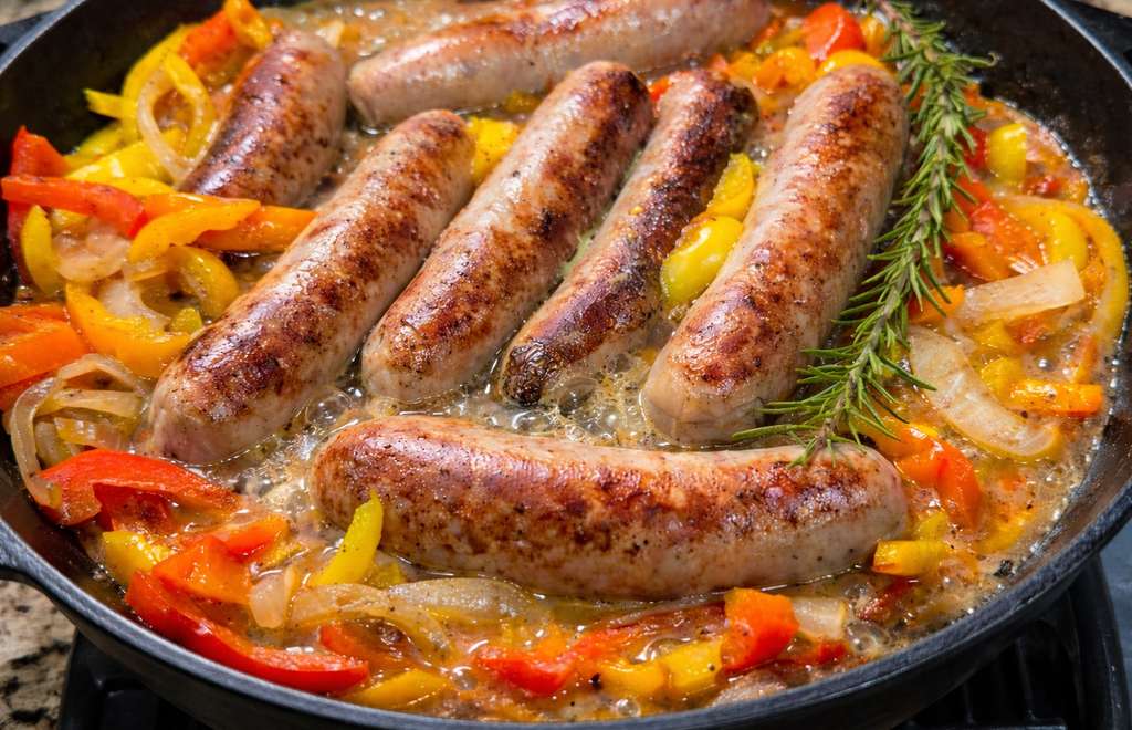 Skillet Sausages with Peppers, Onions & Rosemary - Recipes - Laki Maikaʻi